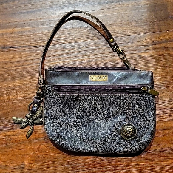 Chala | Bags | Chala Brown Leather Small Handbag Dragonfly 5x8 Inches ...